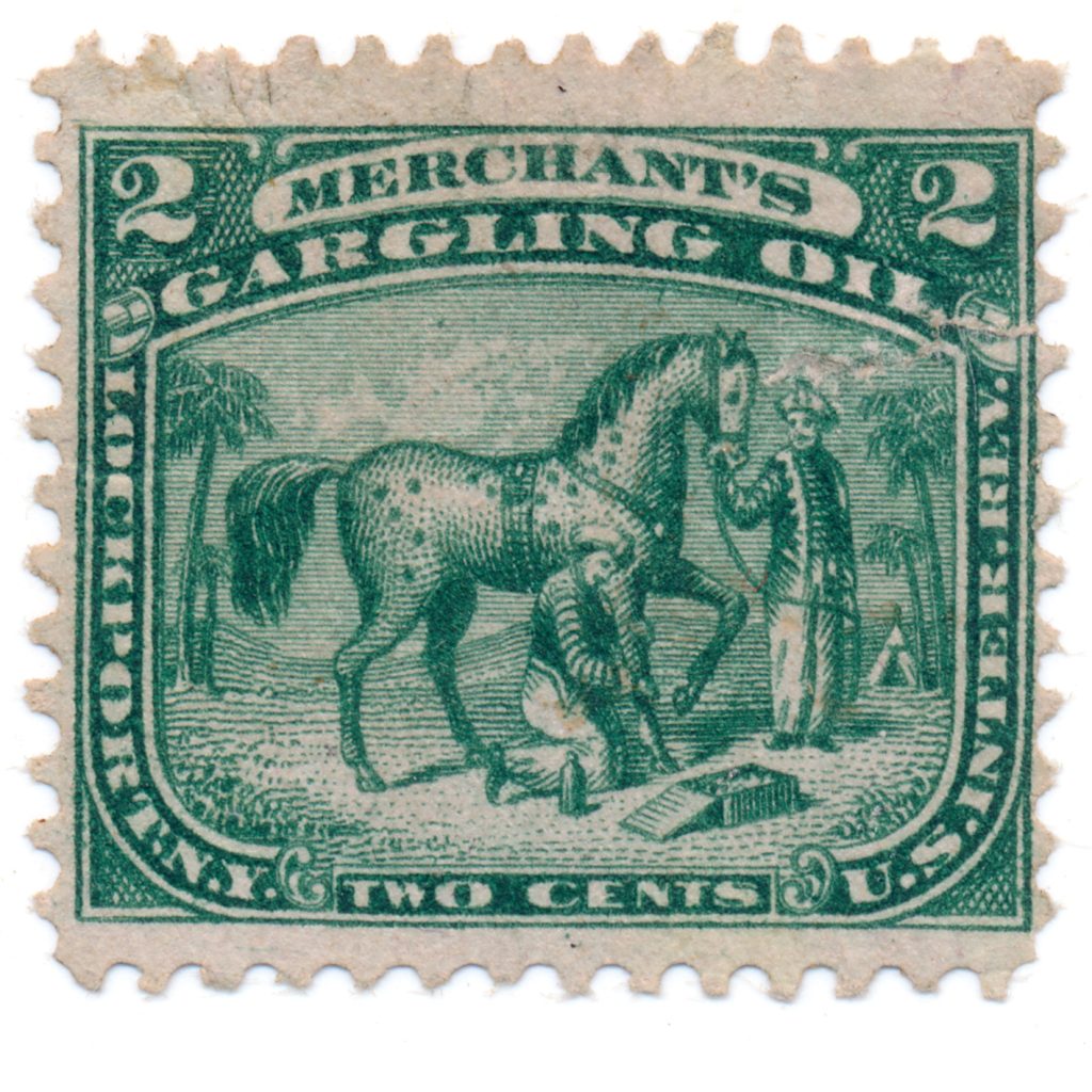 RS179c Merchant's Gargling Oil Liniment medicine stamp, pink paper ...